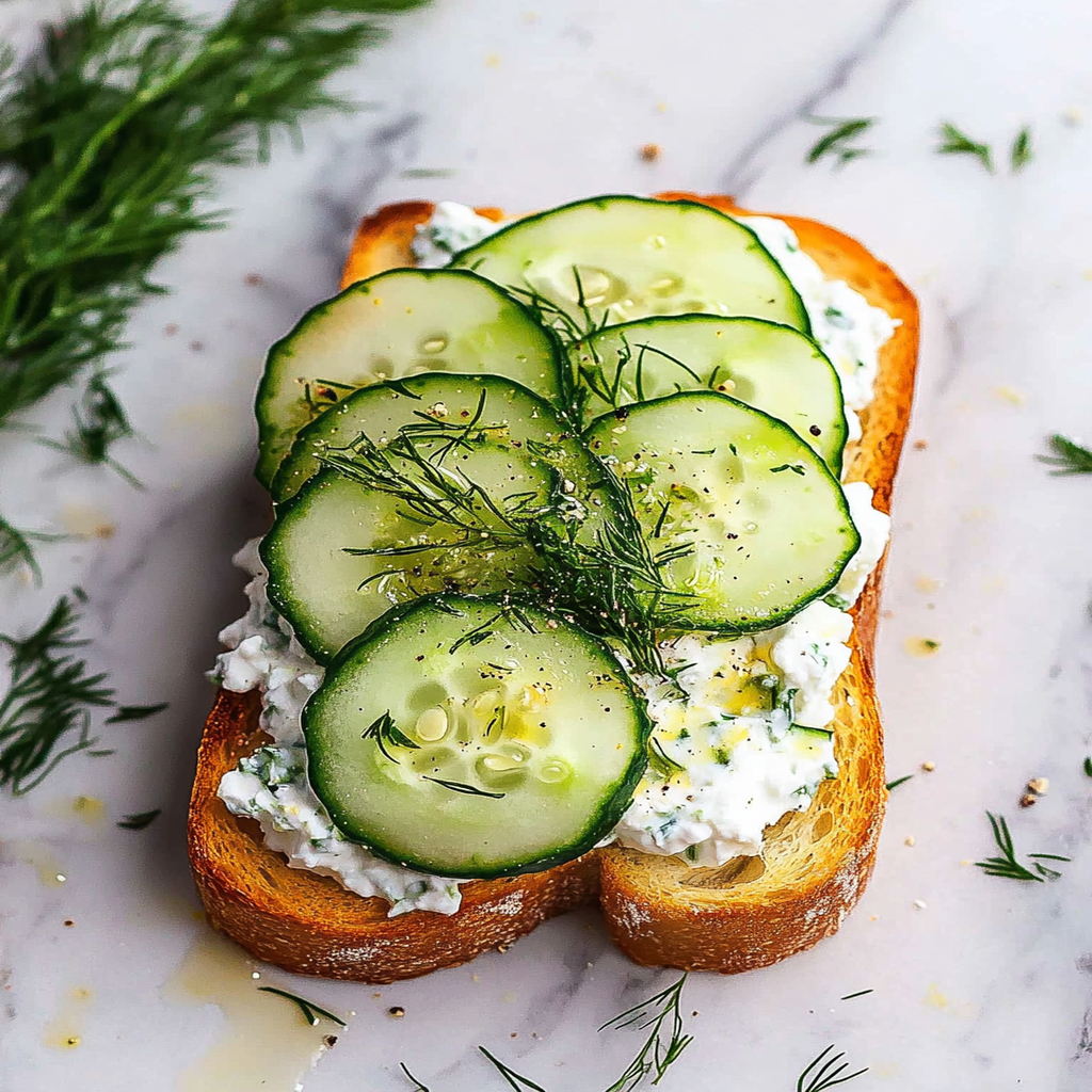 Cucumber and Herb Cottage Cheese Toast