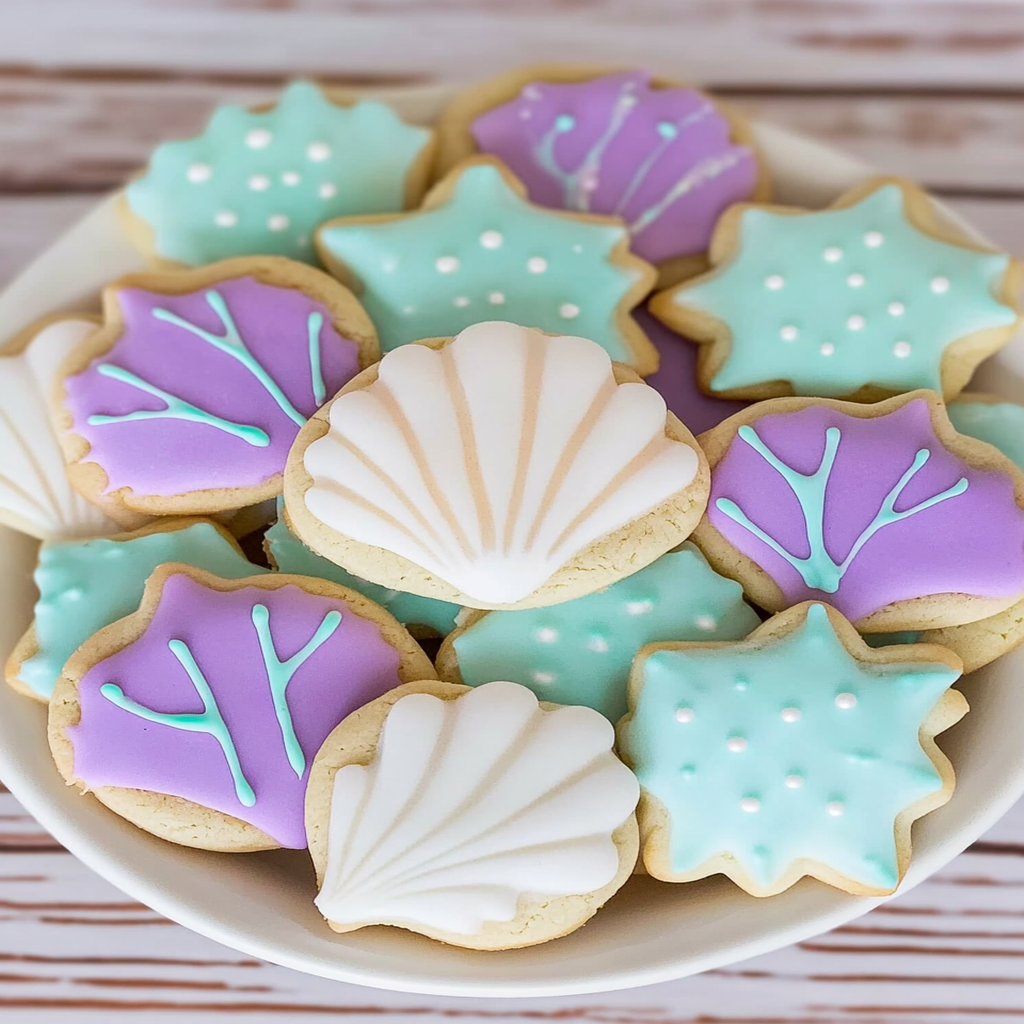 Mermaid Birthday Party Seashell Sugar Cookies