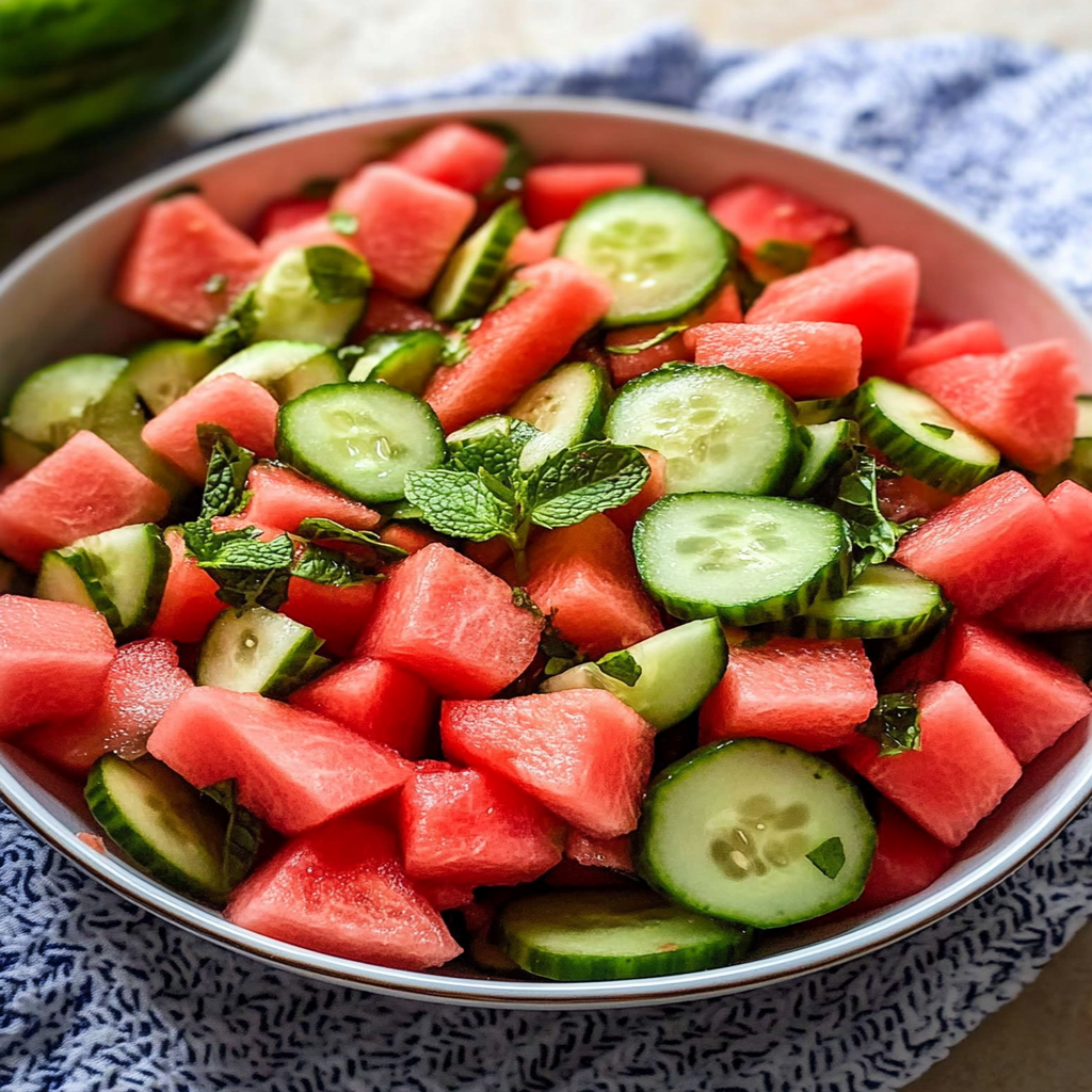 Minty Cucumber Watermelon Salad