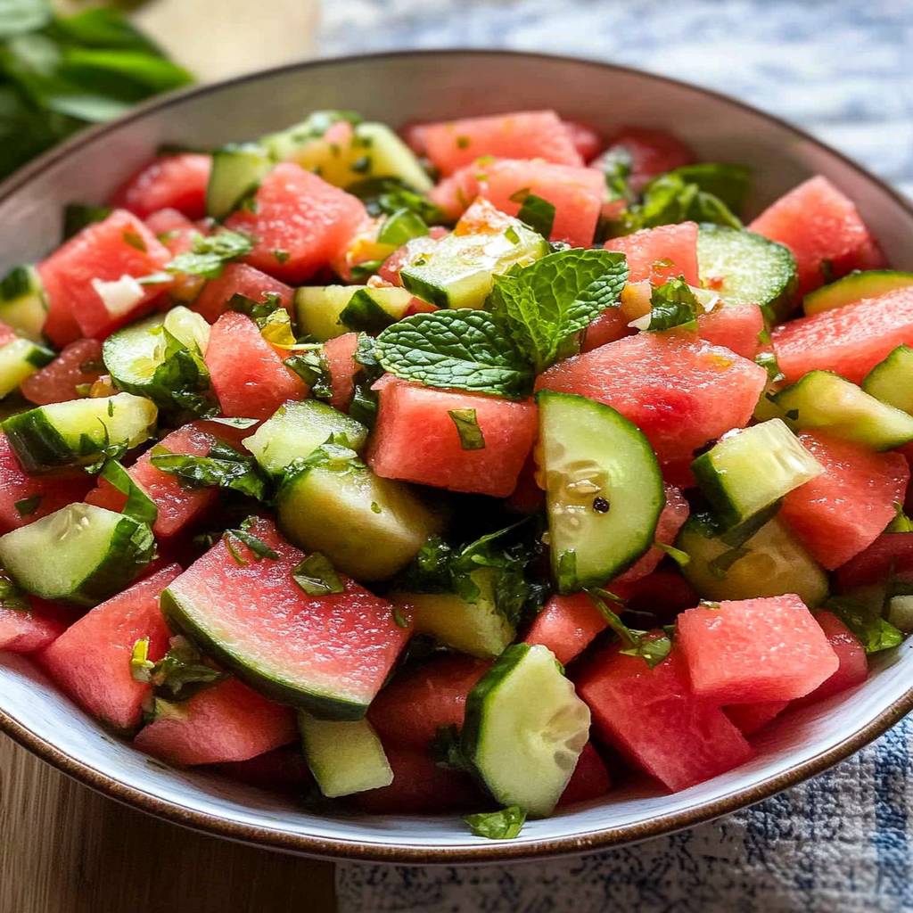 Minty Cucumber Watermelon Salad