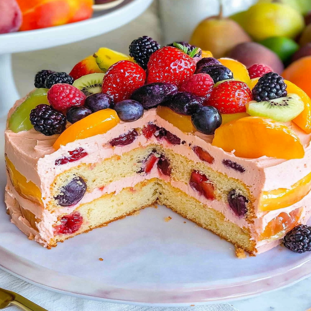 Mixed Fruit Sheet Summer Cake