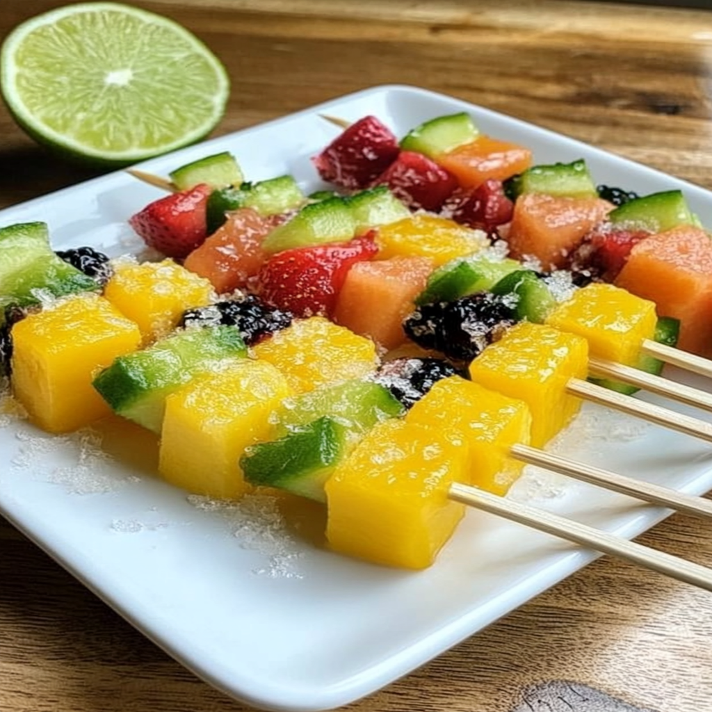Tropical Fruit Kabobs with Lime Drizzle