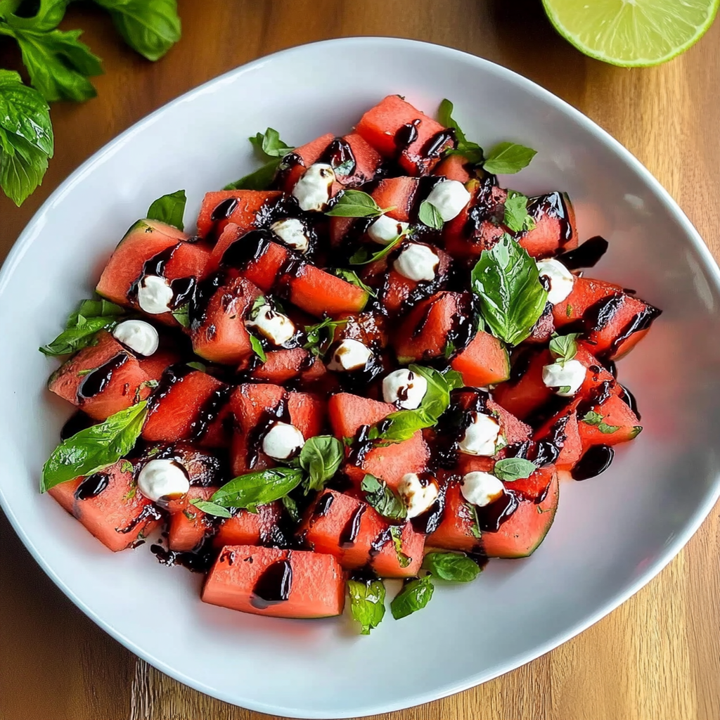 Watermelon Salad with Balsamic Glaze