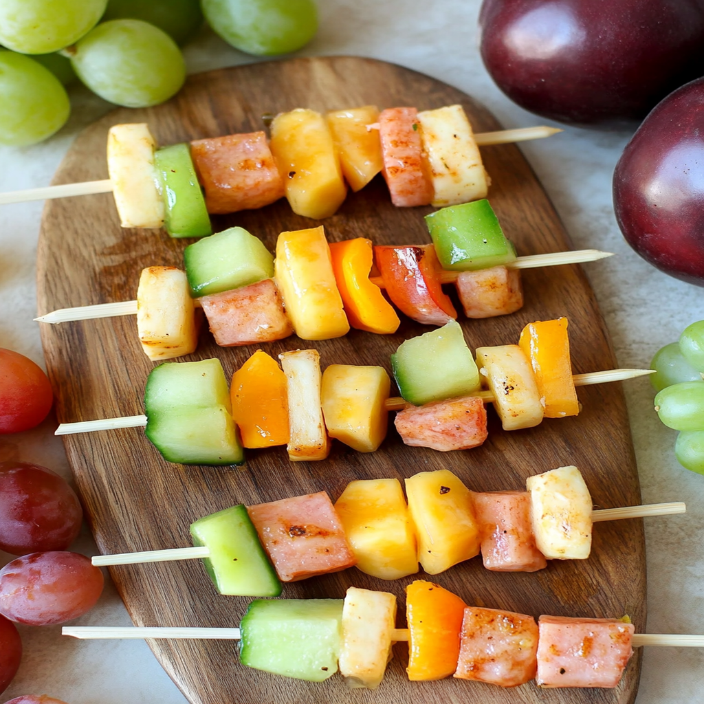 Fruit and Cheese Kabobs for Lunch Boxes