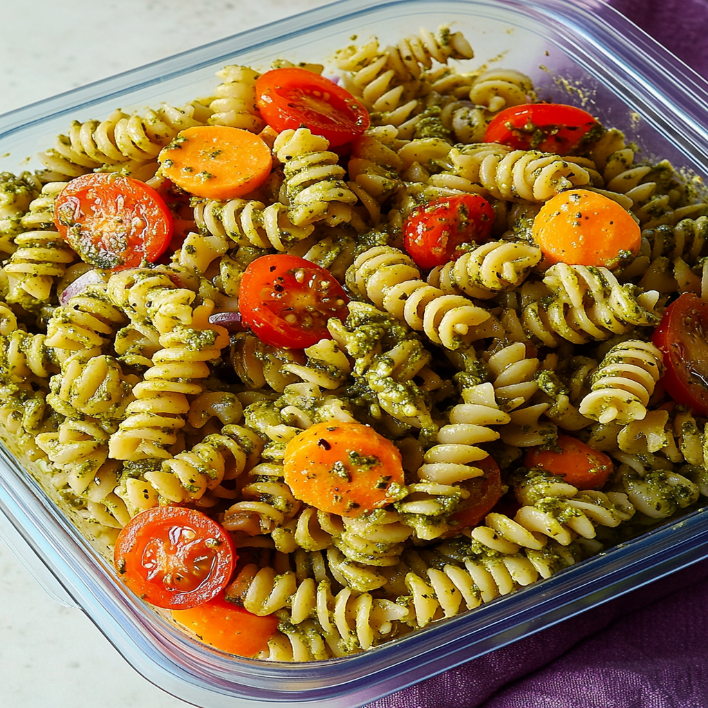 Pasta Salad with Pesto for Lunch Boxes