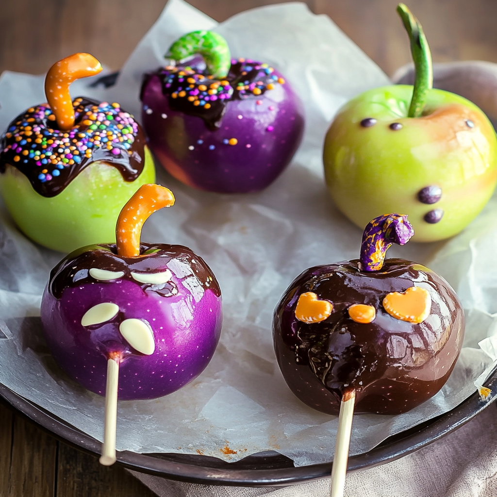 Pastel Halloween Candy Apples