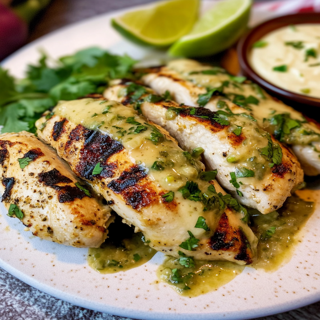 Grilled Salsa Verde Pepper Jack Chicken