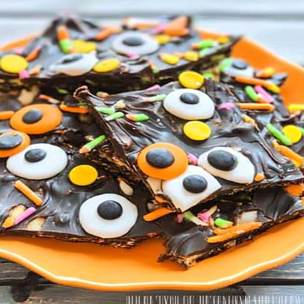 Halloween Desserts: Monster Bark with Candy Eyes