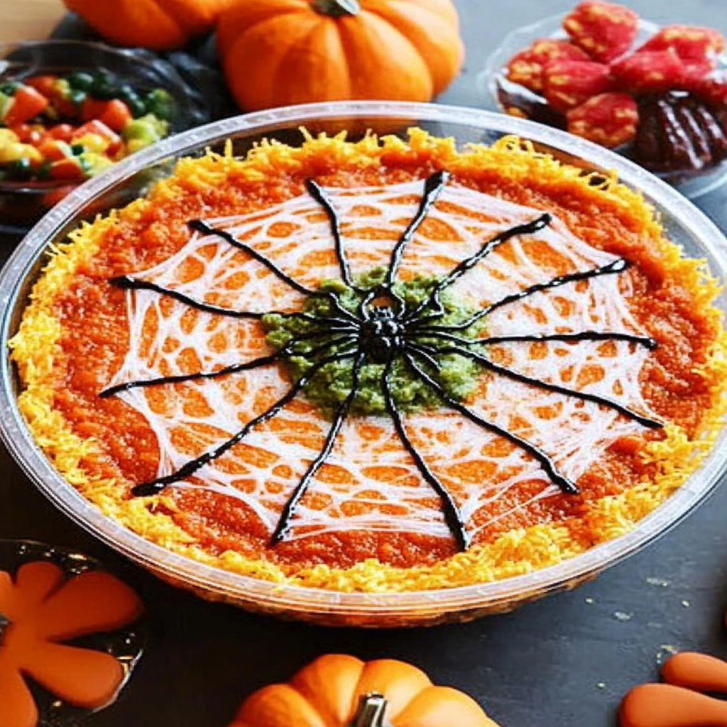 Halloween Food Spider Web Nacho Dip