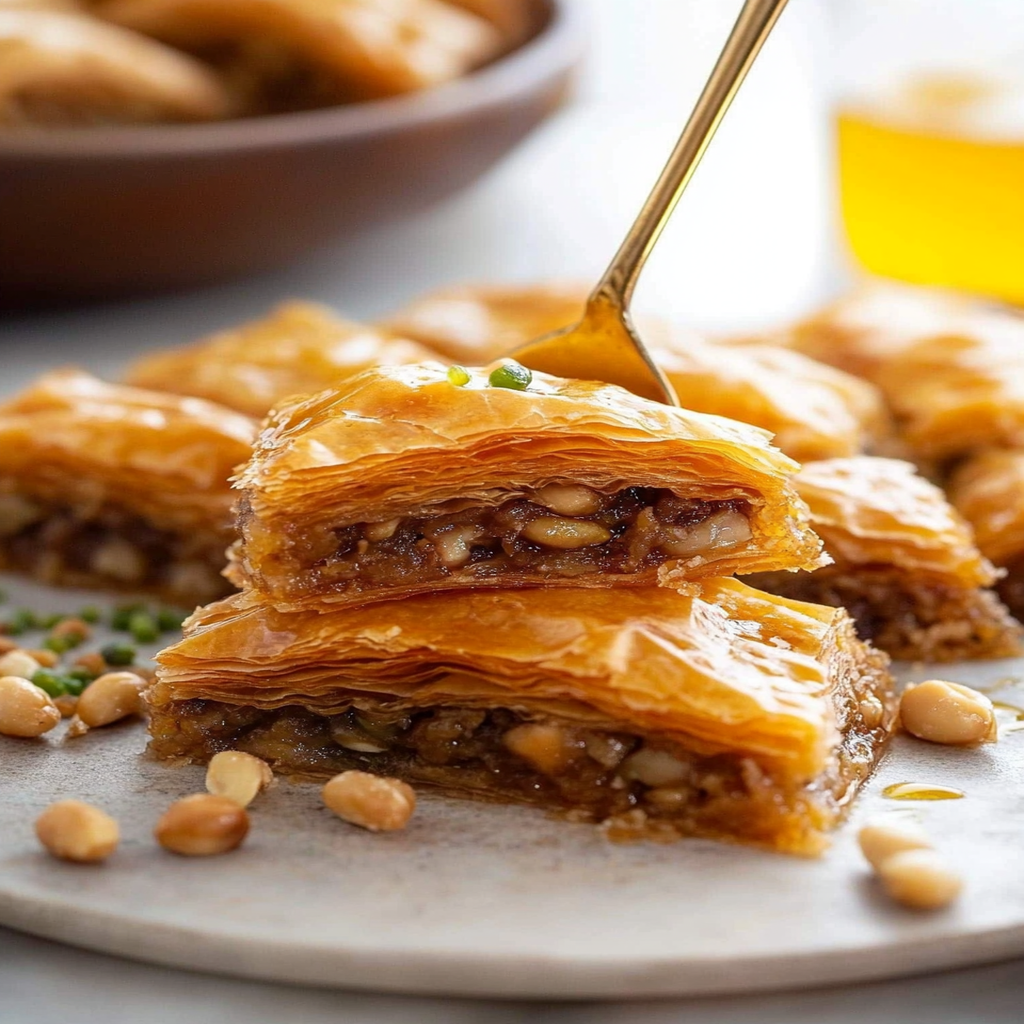 Diamond-shaped Baklava with Mixed Nuts