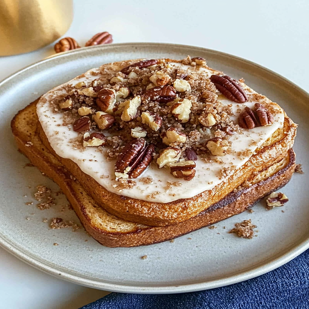 Friendsgiving Sweet Potato French Toast with Pecan Crumble