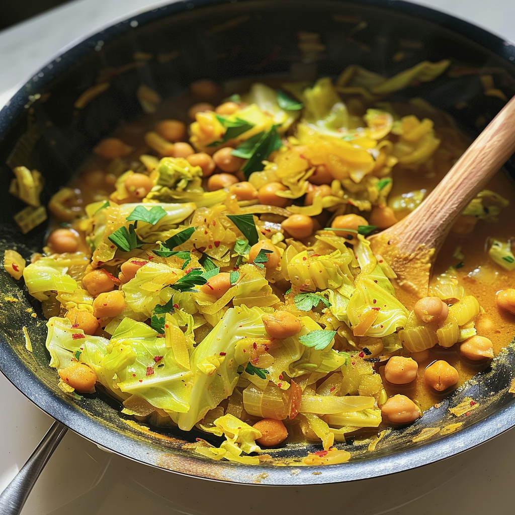 Cabbage & Chickpea Coconut Curry Stew